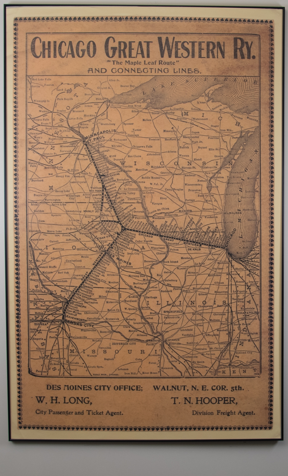 Chicago Great Western Railway Route Map, "Maple Leaf Route" | Kansas ...